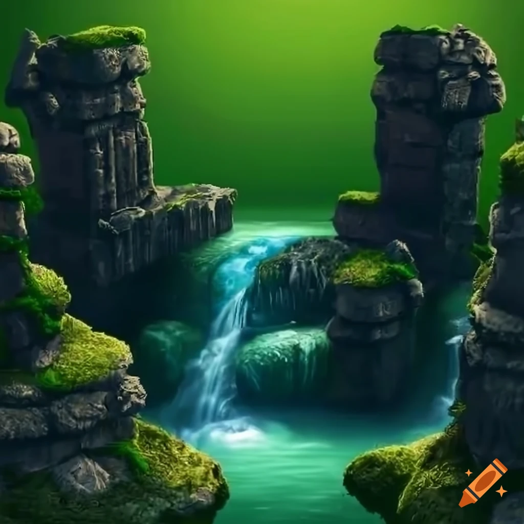 In the background between formation from above fantasy RPG game forest ...