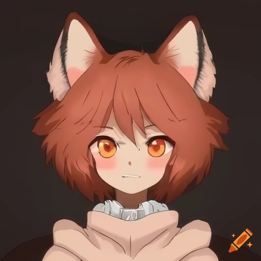 Fox, Neapolitan fur, orange eyes, anime style, 4k, looking at the ...