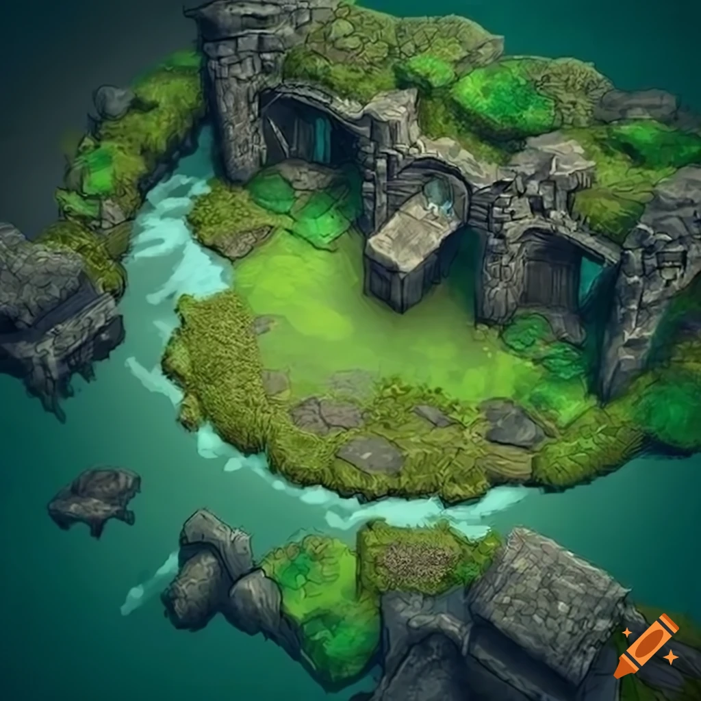 In the background between formation from above fantasy RPG game forest ...