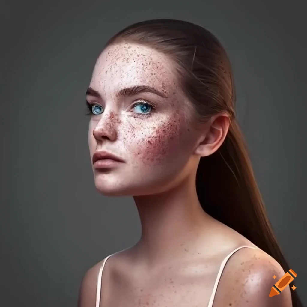 Beautiful young woman very light freckles