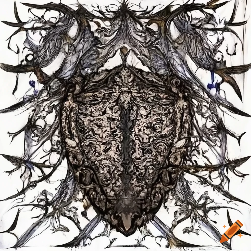 Intricate mass of abstract spikes, veins, sparkles, ivy branches ...