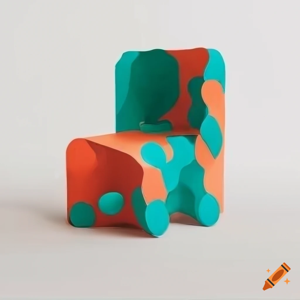 Postmodern chair made of layers of industrial waste. white background ...