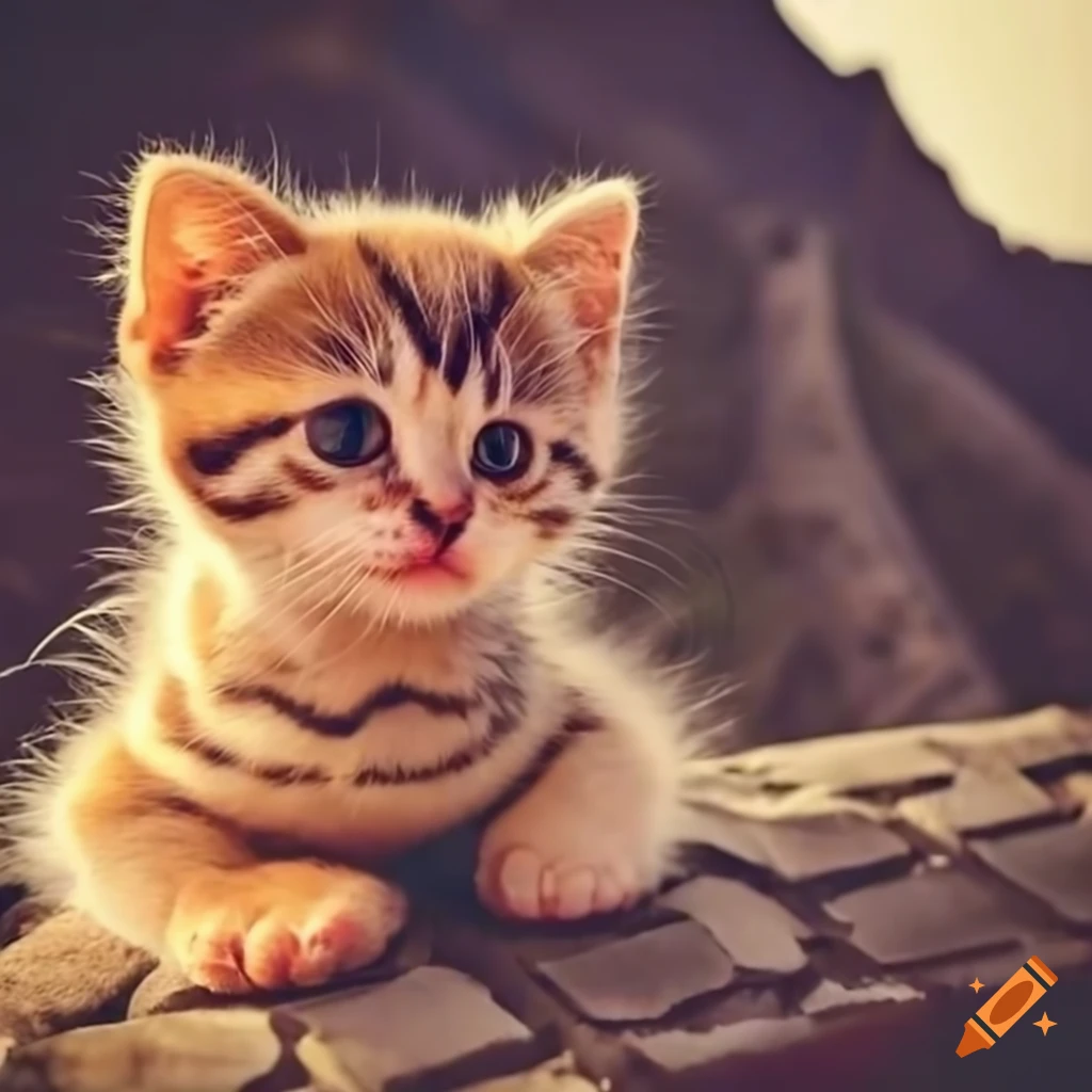 Cute kitten at great wall of china