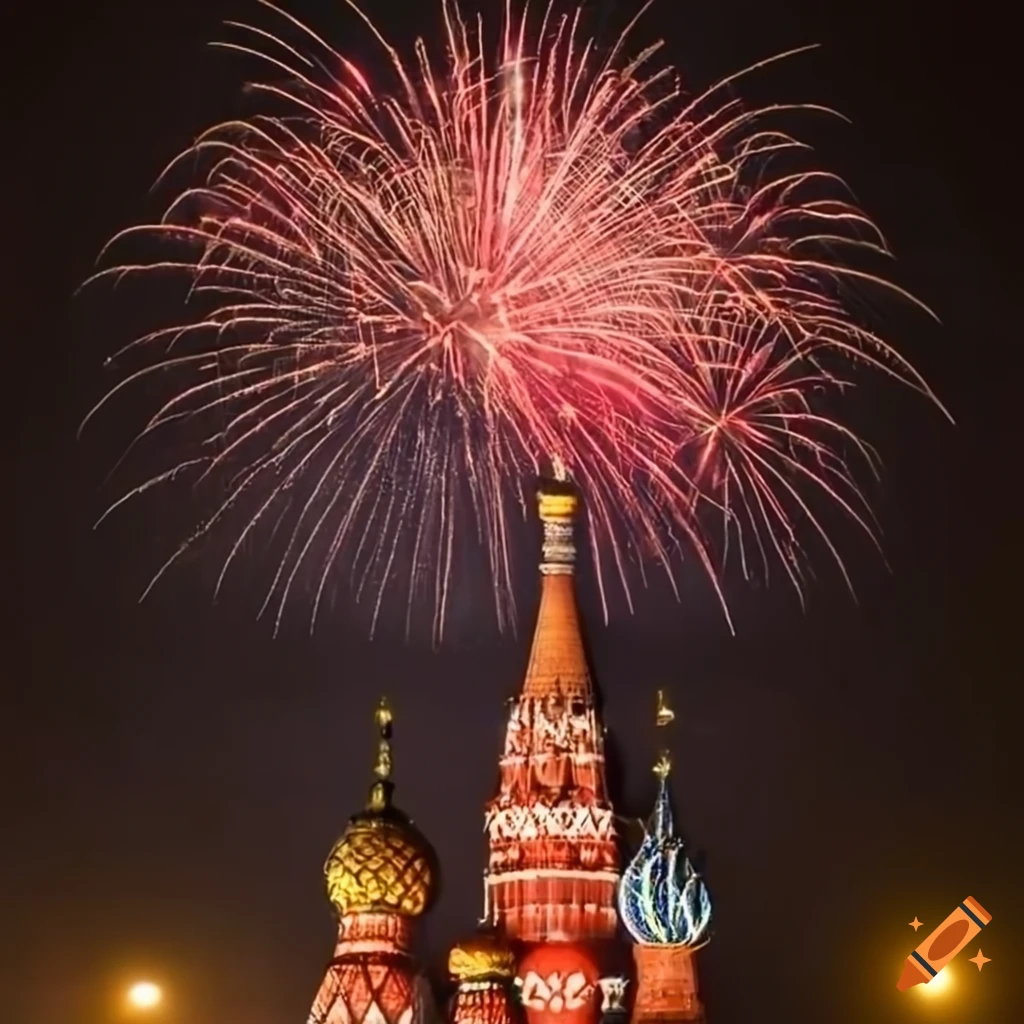 Fireworks on red square on Craiyon