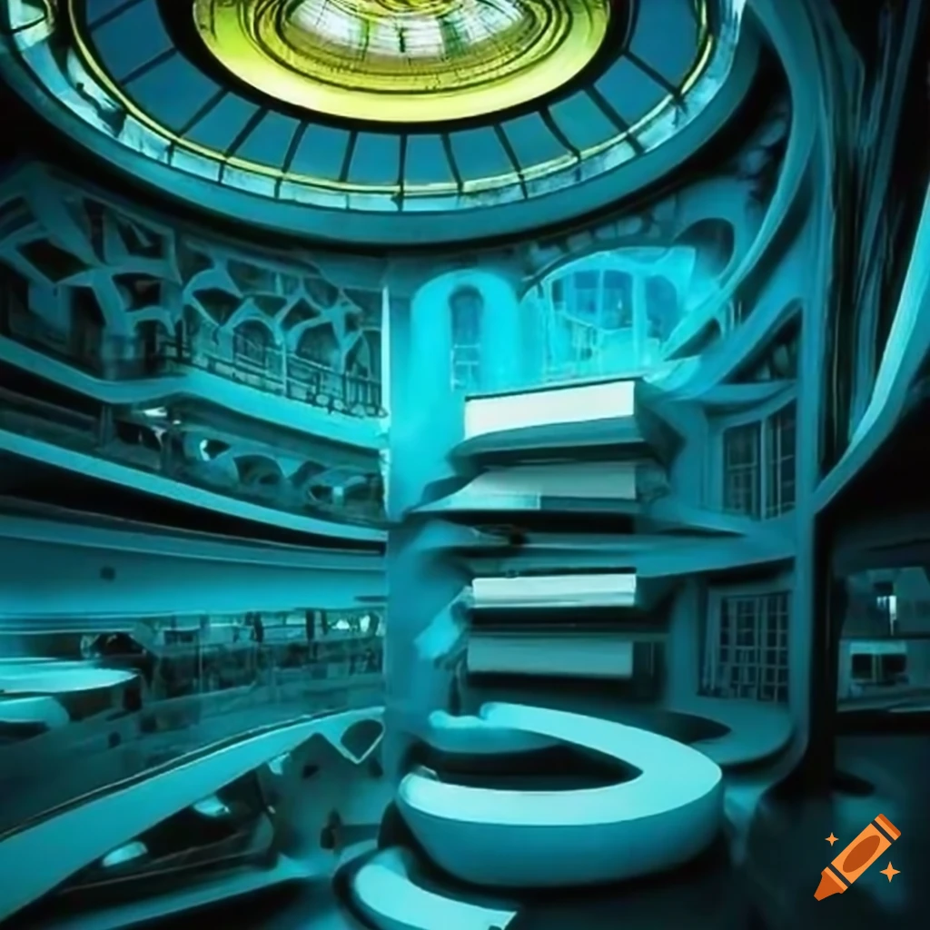 Futurist giant city weird design complex structures yellow strange ...