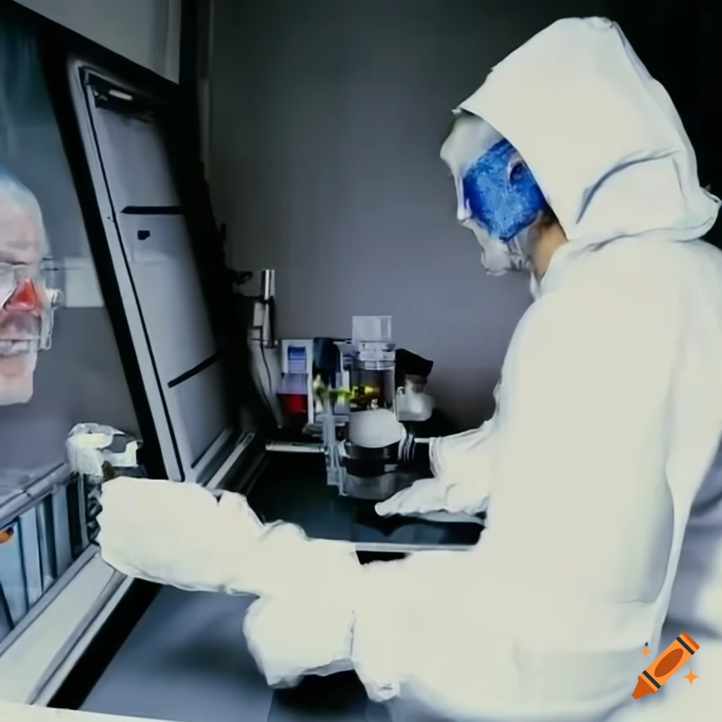 Generate an image of two men wearing white paint overalls sitting in a ...