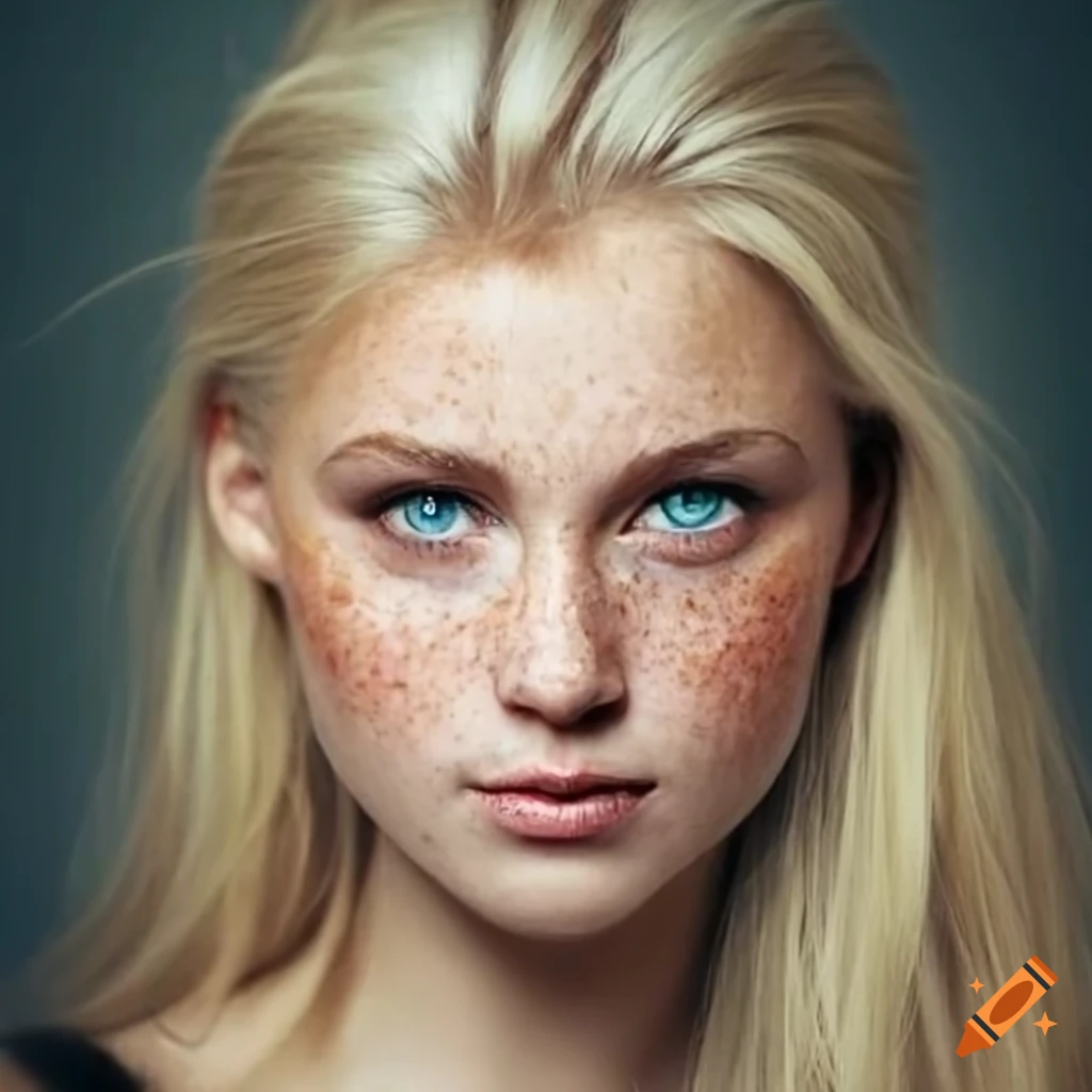 Beautiful young woman very light freckles blonde hair on Craiyon