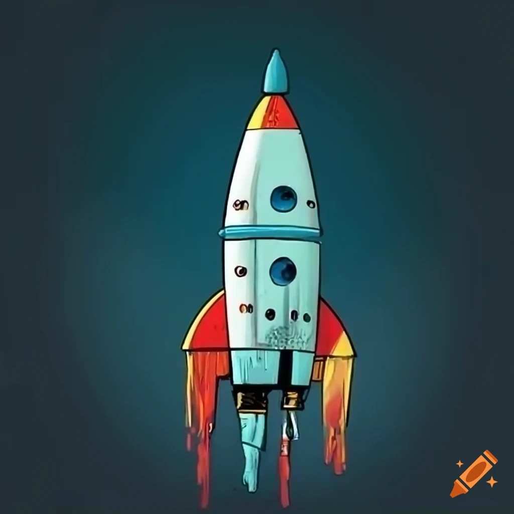 Create an extremely detailed surreal moon rocket in comic style on Craiyon