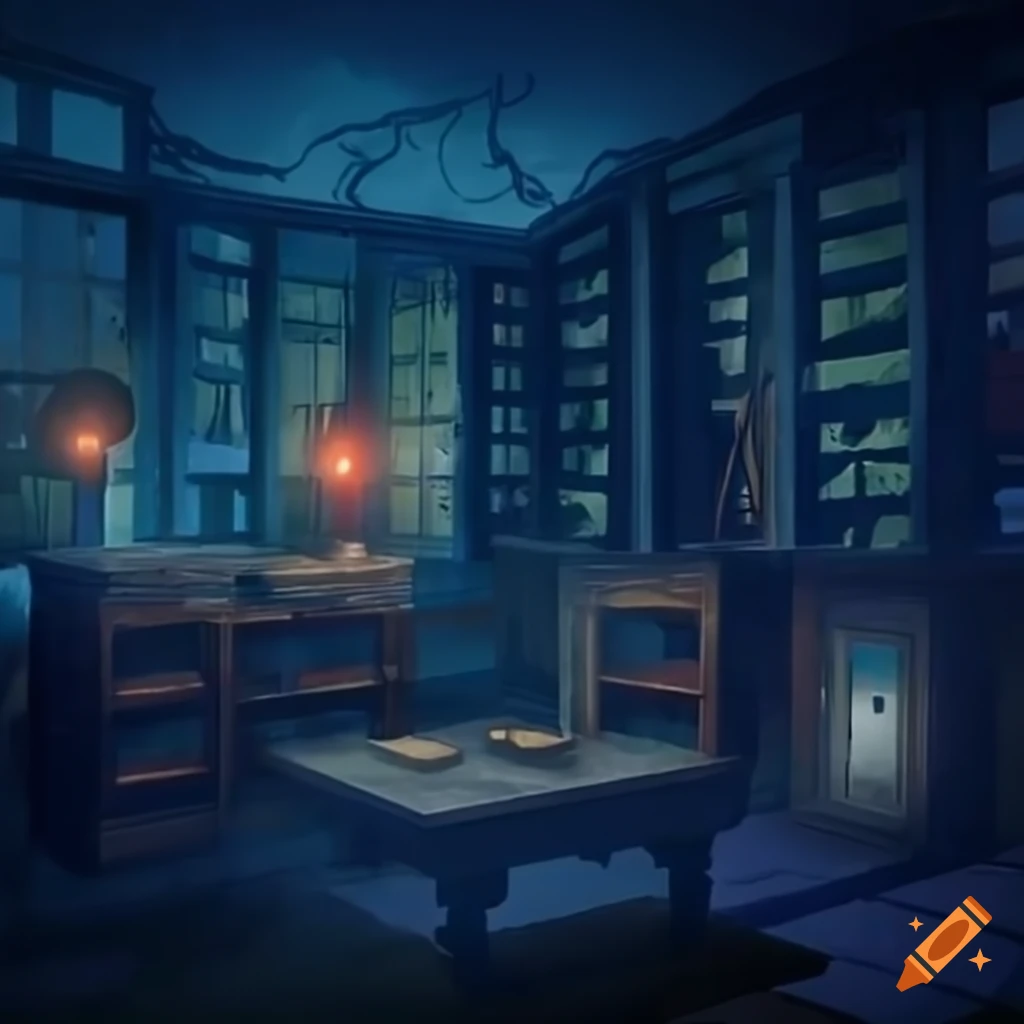 Mysterious professor oak's laboratory in dimly lit surroundings on Craiyon