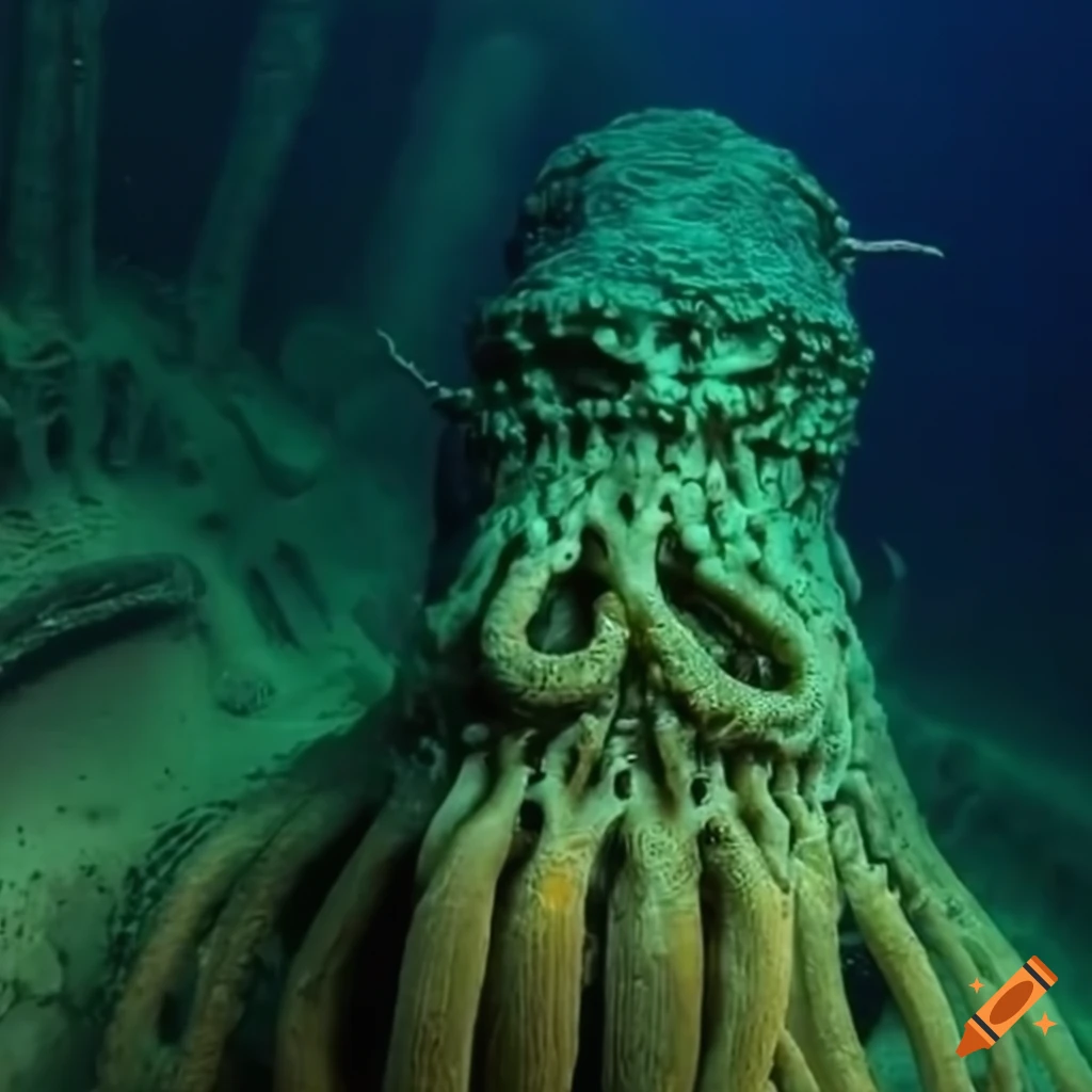 R'lyeh is a sunken city in the South Pacific Cthulhu on Craiyon