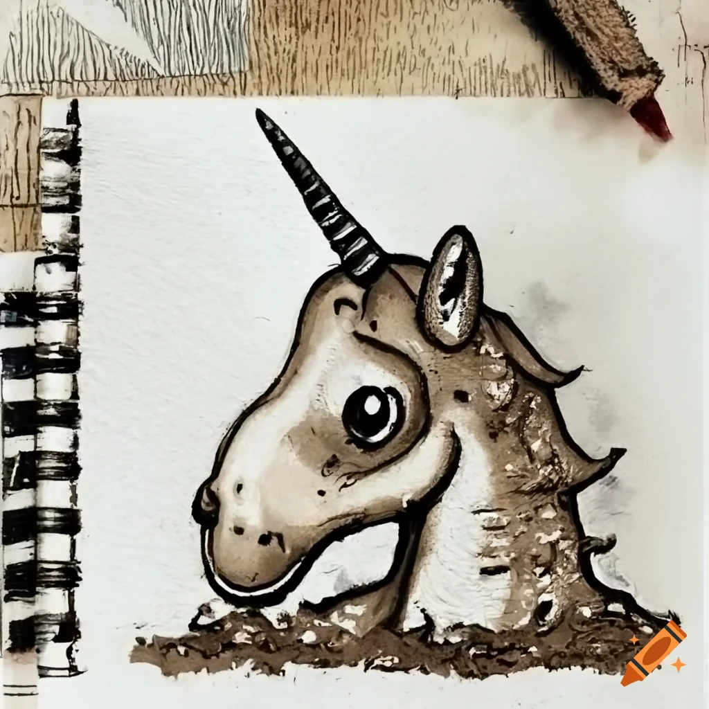 A little unicorn trapped in the mud, under the rain on Craiyon