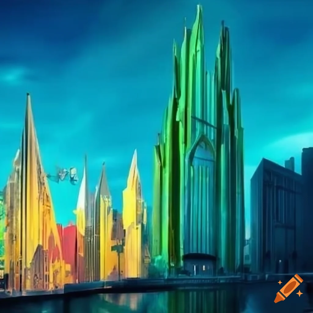 Futurist giant city weird design complex structures yellow strange ...