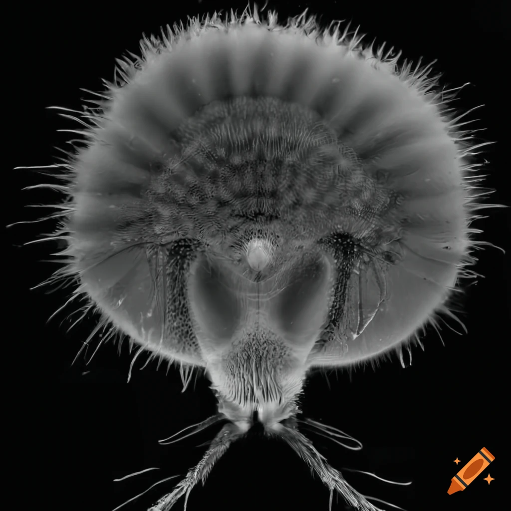 Many insect hairy wings raster electron microscope photo hires monochrome