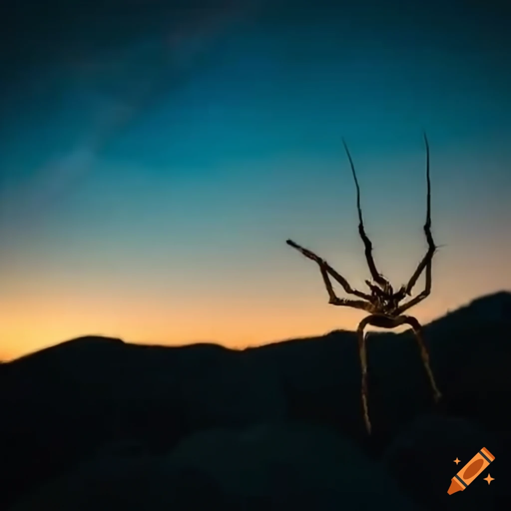 A giant spider on a hilltop in the distance in southern California that ...