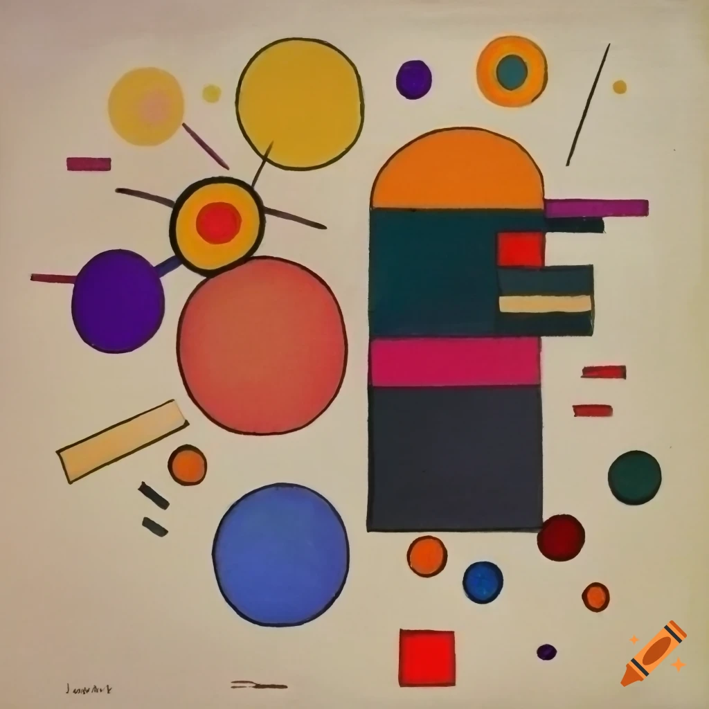 Suprematism in the style of kandinsky, circles and rectangles