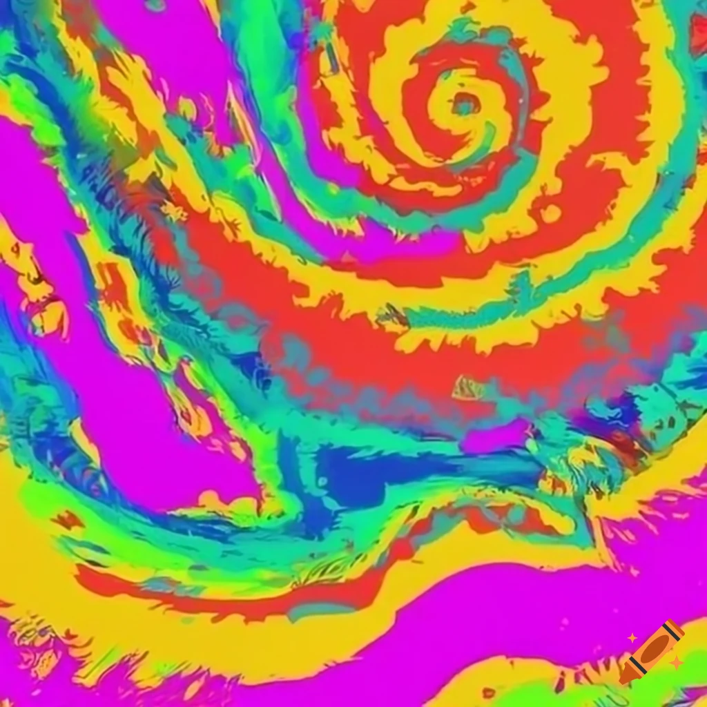 Hippie flag, colorful, psychedelic on Craiyon