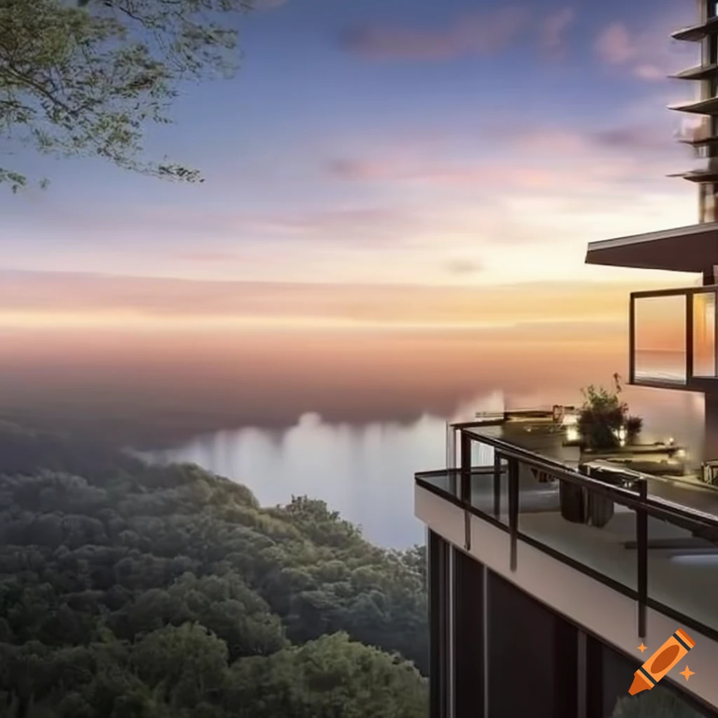 High end condo with forest view on Craiyon