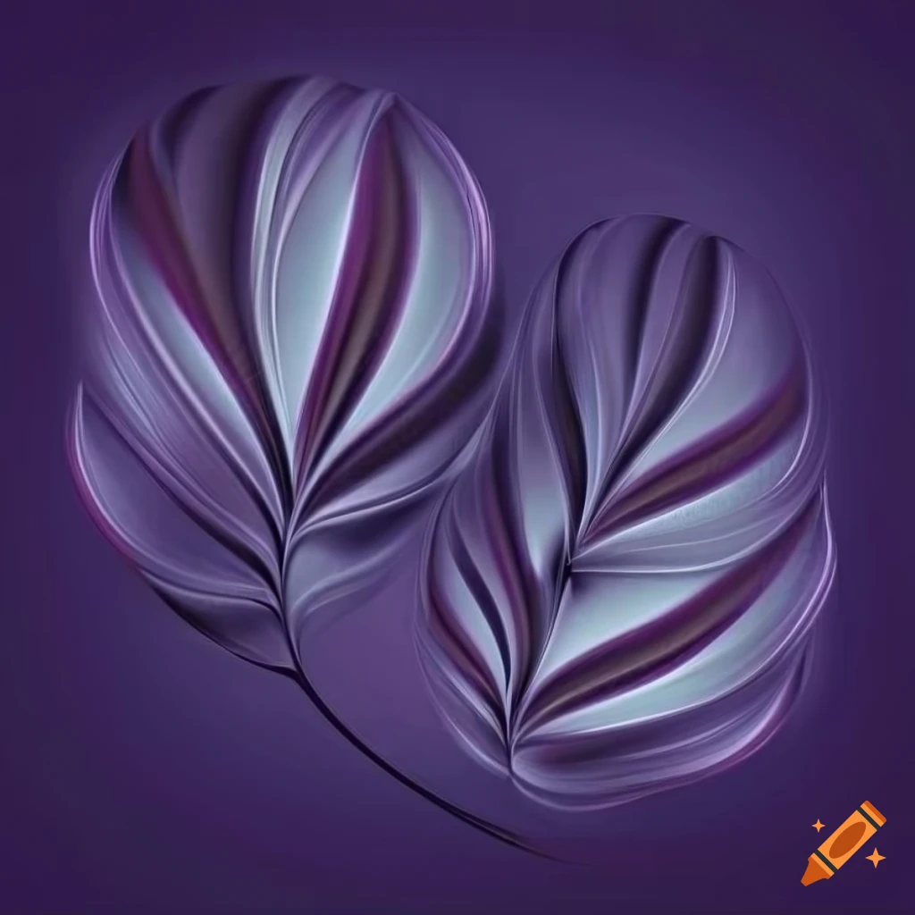 An abstract design of interlocking leaves in bright silver tones on a ...