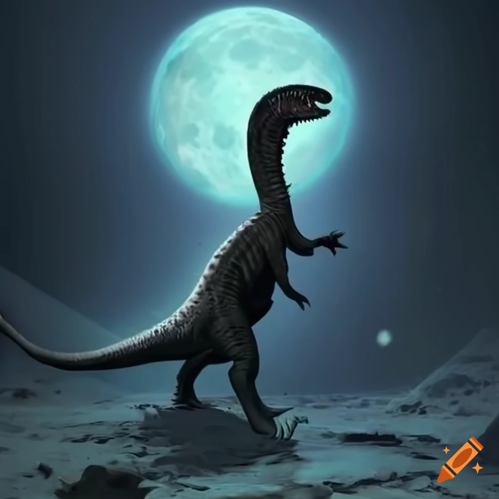 Dinosaur on moon on Craiyon
