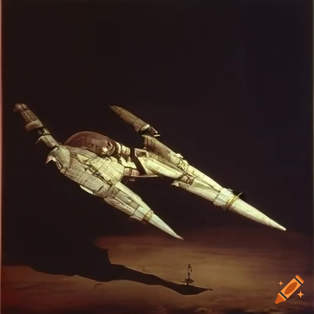 Space fighter with long straight airfoils equipped with numerous weapon ...