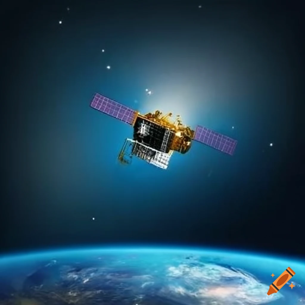 A remote sensing satellite floating in space