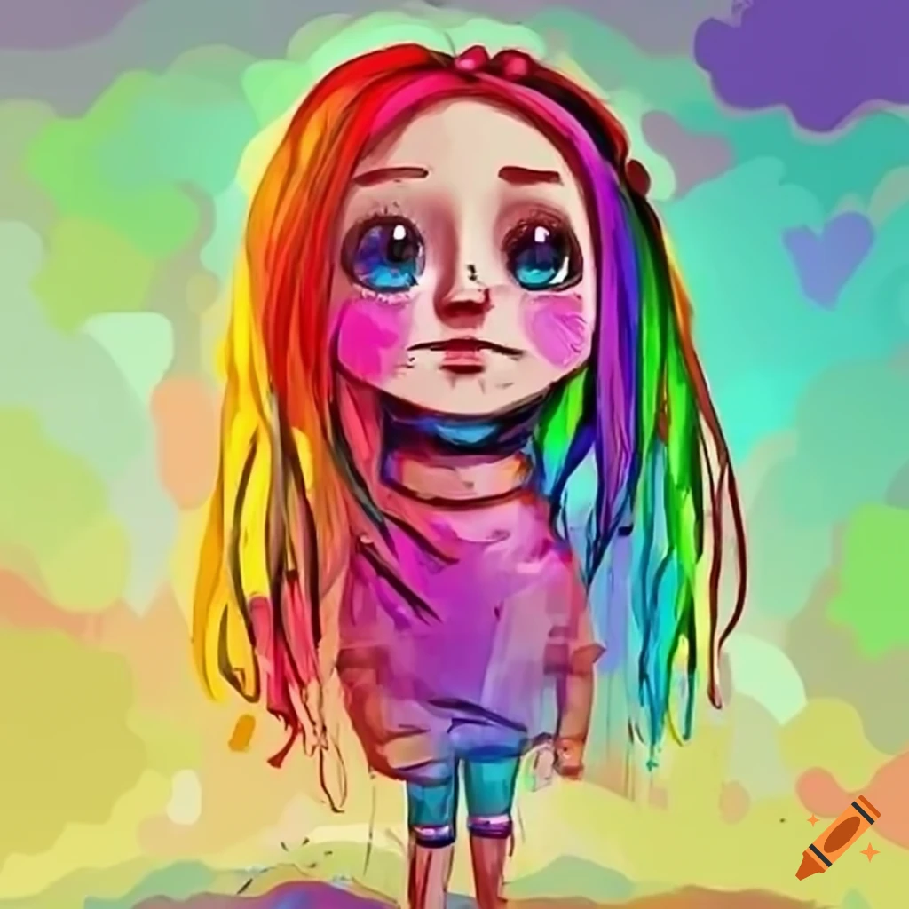 Cute characters representing rainbow colours on Craiyon