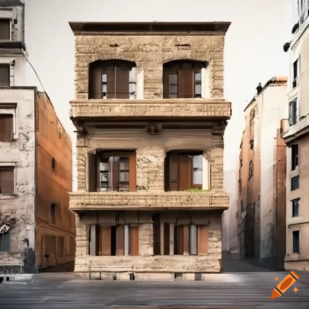 The exterior of the building is 10m x 15m duplex with Roman stone ...