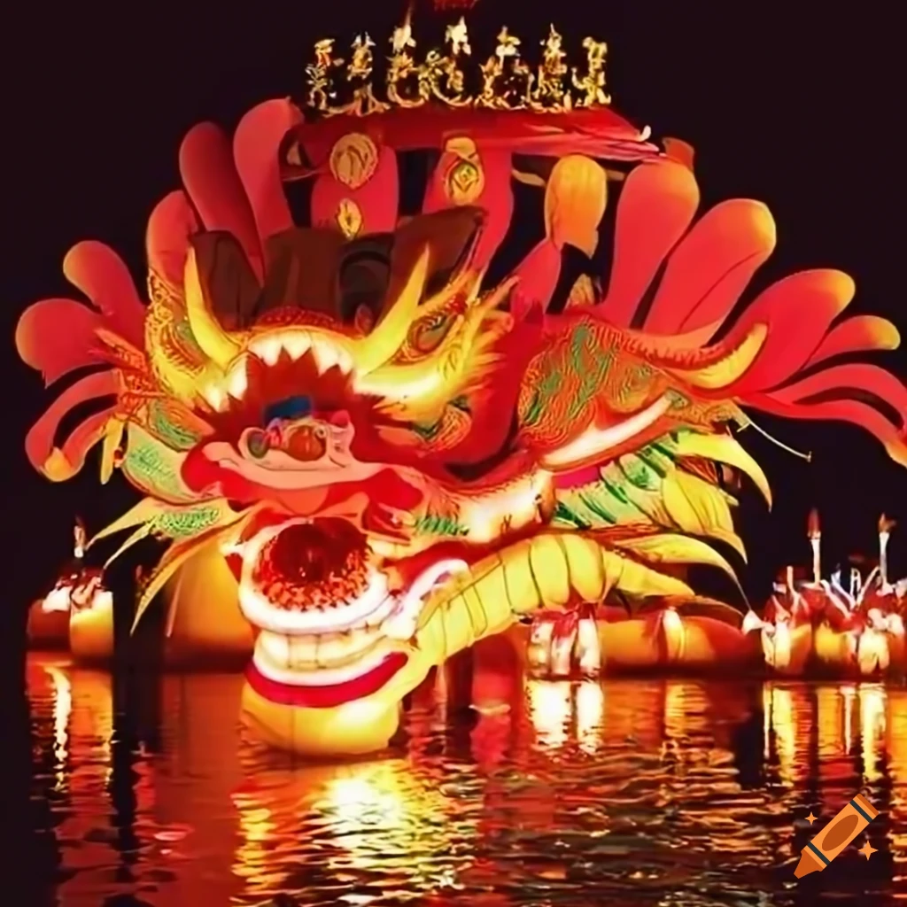 Chinese new year. dragons, lanterns, china, holiday, festival