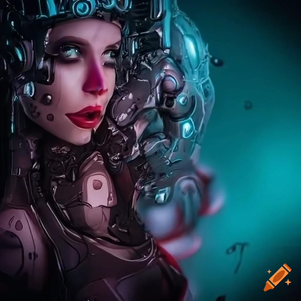 Elegant cyborg lady at cyber bar highly detailed hi-res photography on ...