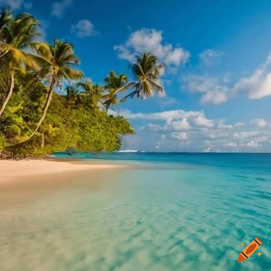 Caribic beach view to ocean on Craiyon