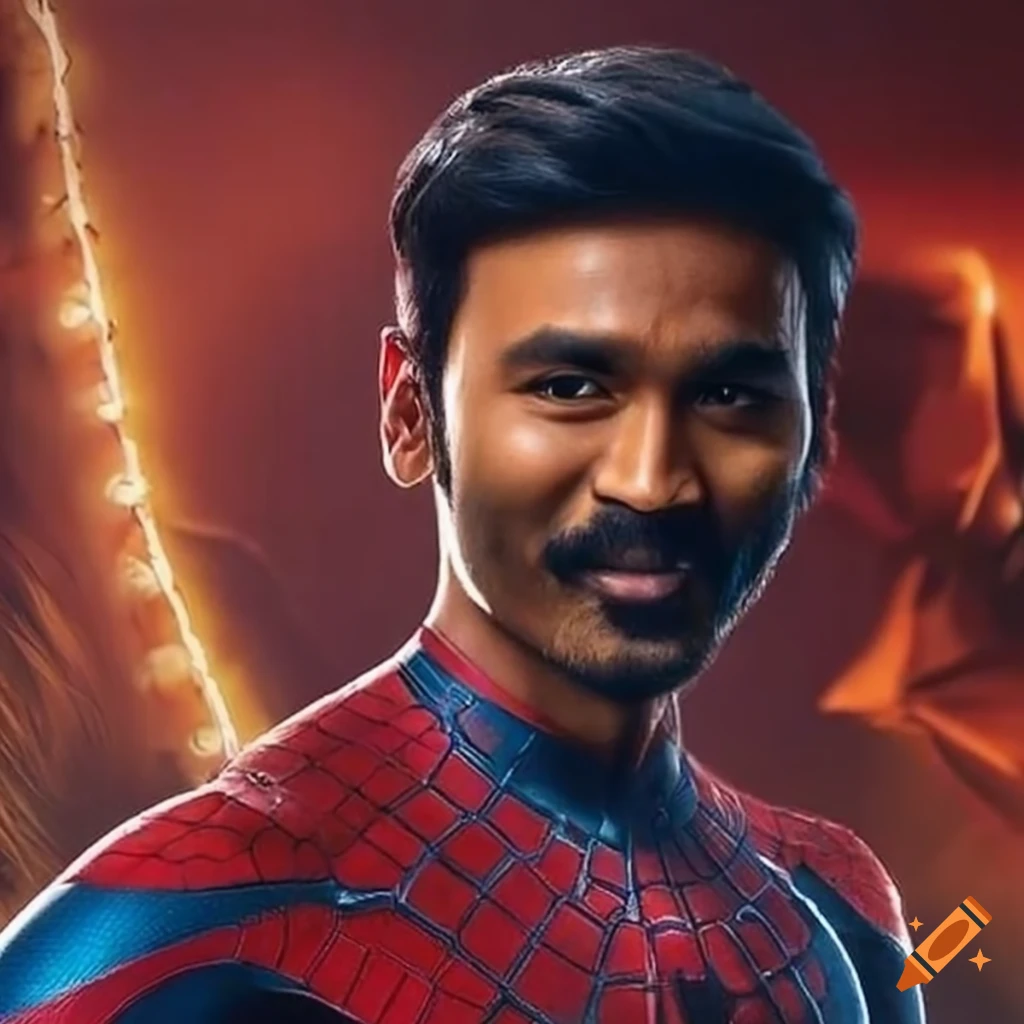 Actor Dhanush as spiderman on Craiyon