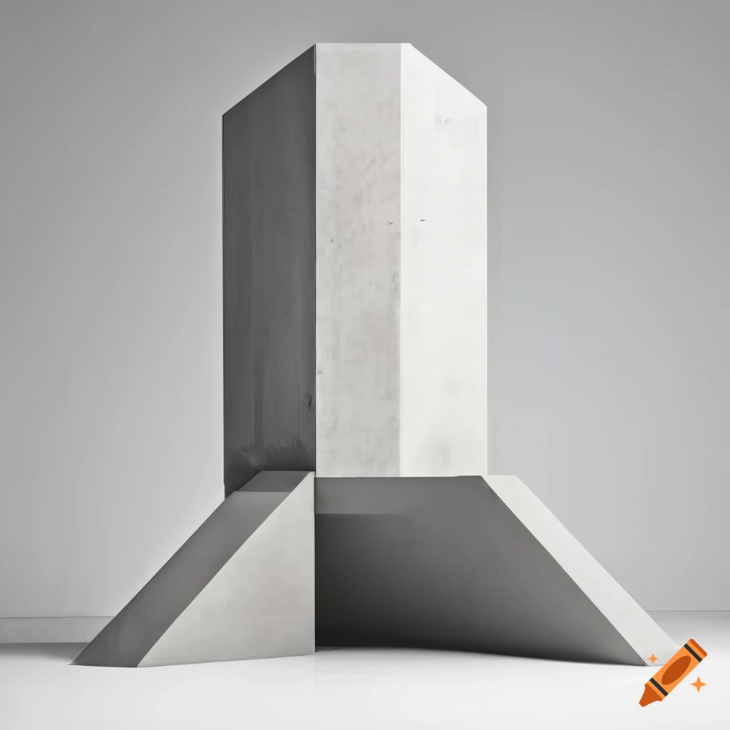 A modern, minimalist concrete structure with geometric shapes on Craiyon