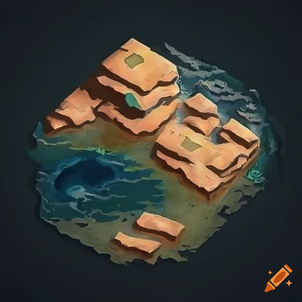 Isometric sandstone world map down birdseye view A Masterful Oil ...