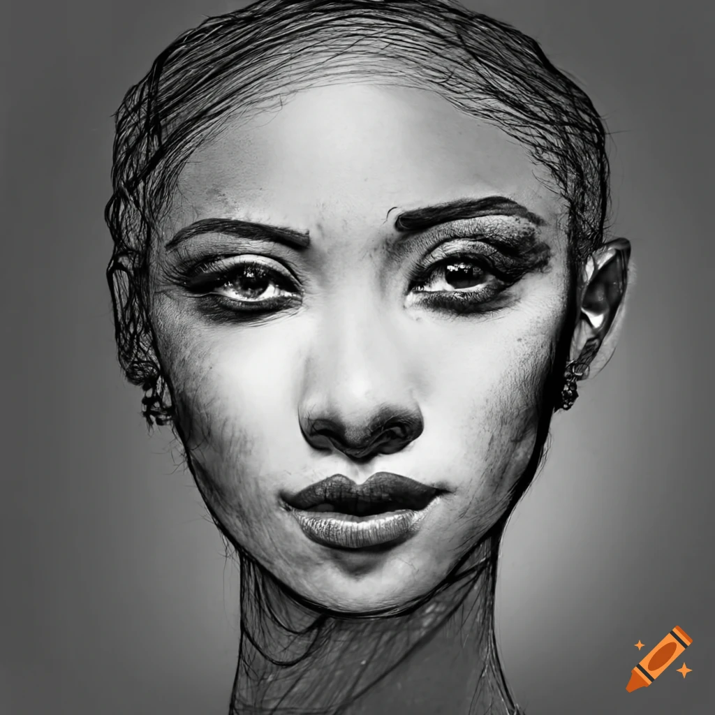 Rostro de mujer cubana en tonos monocromáticos (blancos, negros, grises) al estilo de rostros de ...