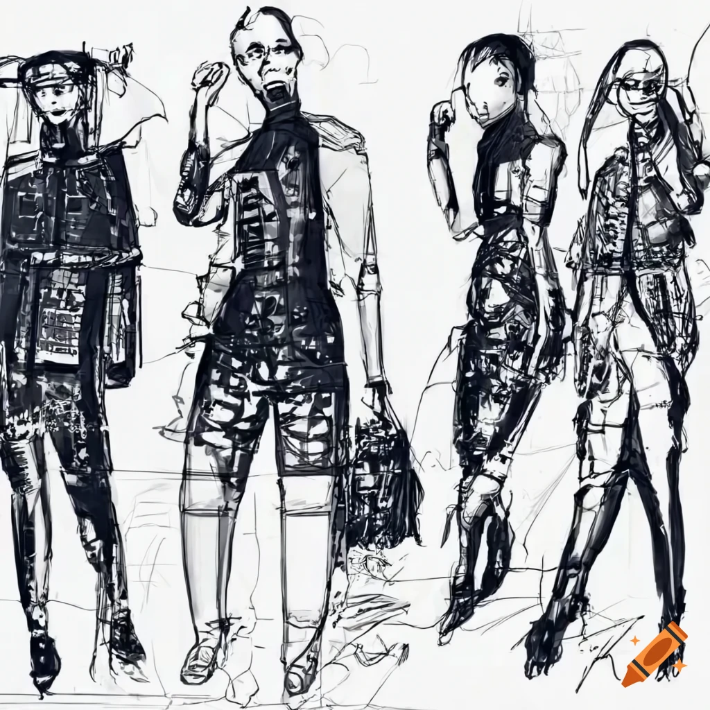 Group of people in futuristic outfits in a bustling tokyo street on Craiyon