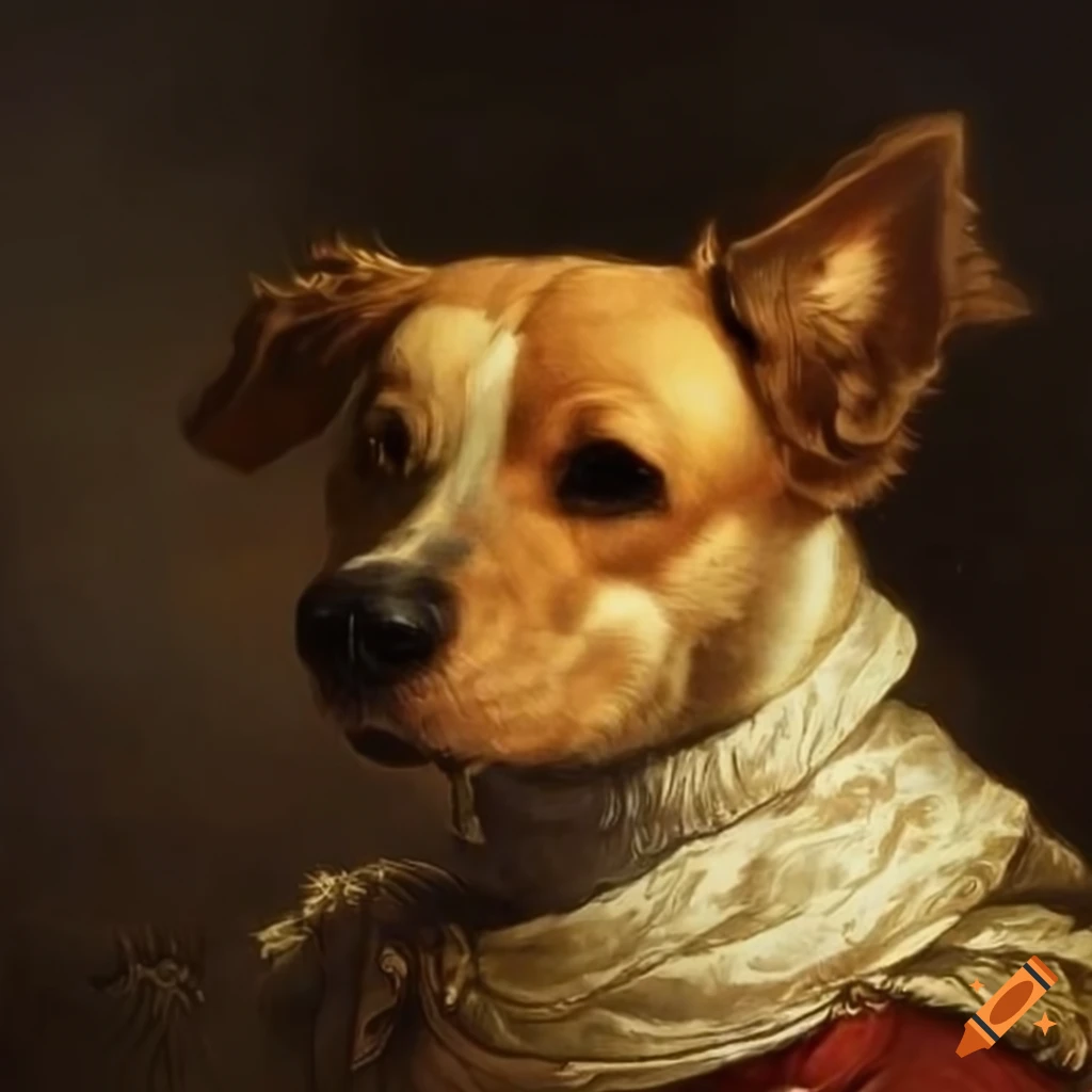 A dog in the style of renaissance art
