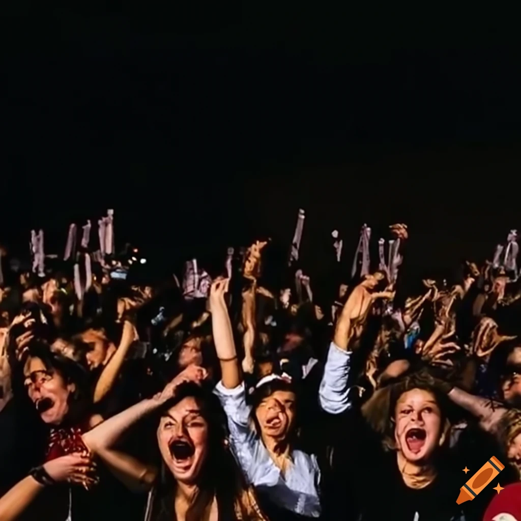 Crowd of fans holding signs that say "we love joan fontcoberta" on Craiyon