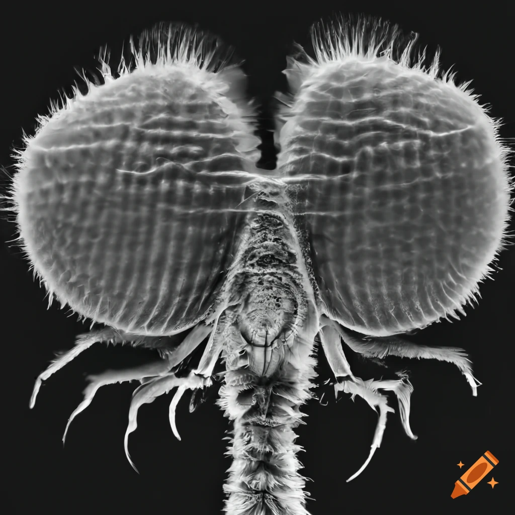 Many insect hairy wings raster electron microscope photo hires monochrome