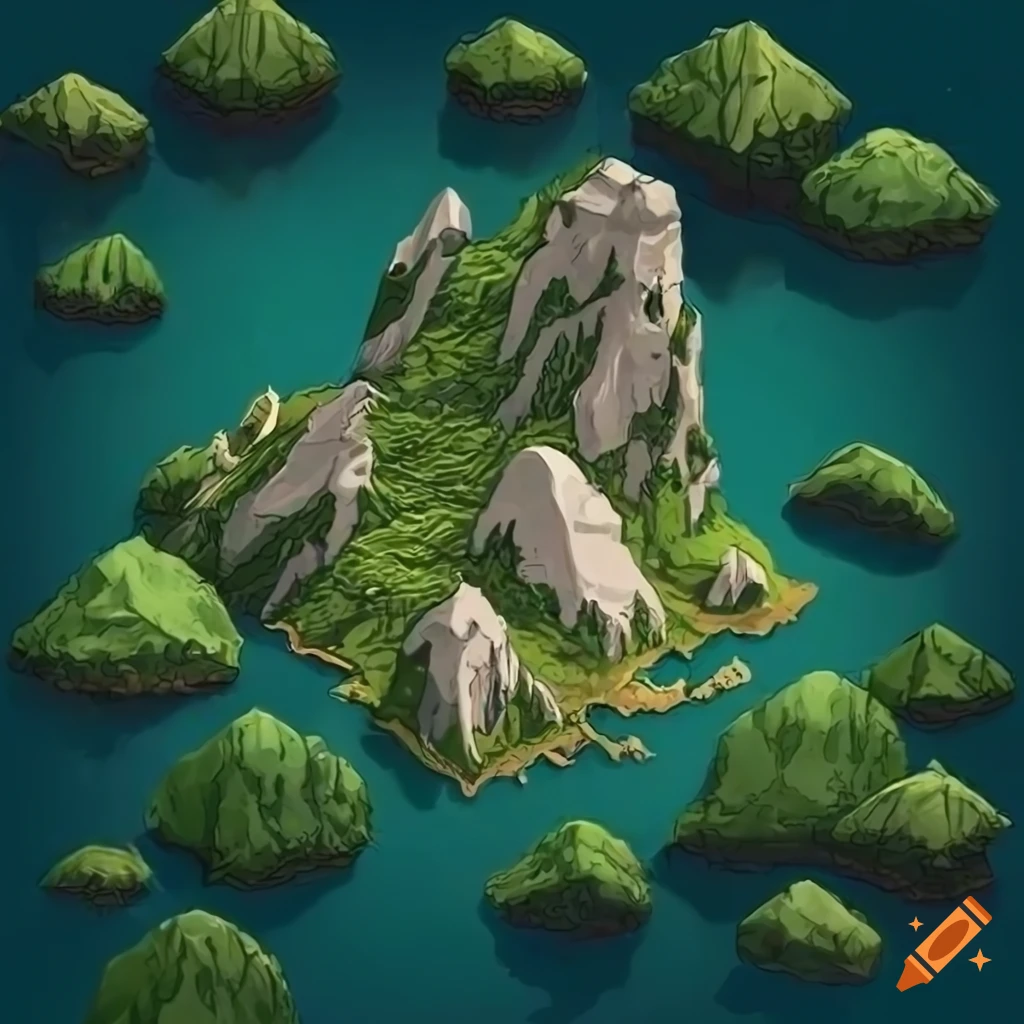 Fantasy map from above map aerial memorabilia top isometric for a ...