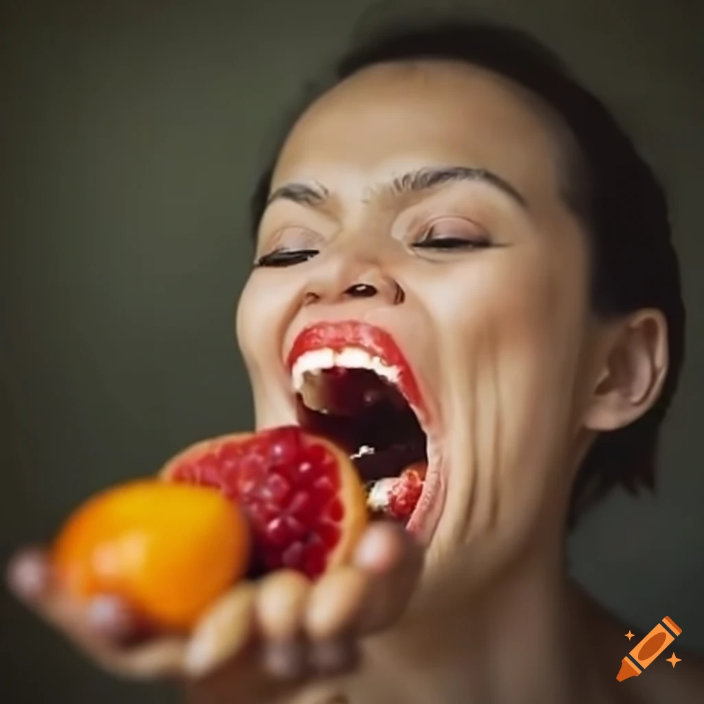 Person eating a fruit on Craiyon