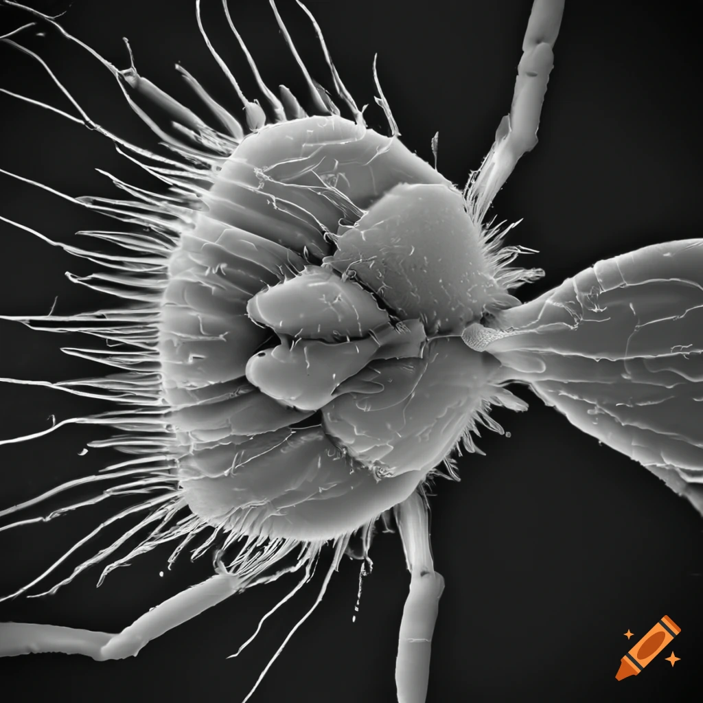 Many insect hairy wings raster electron microscope photo hires monochrome