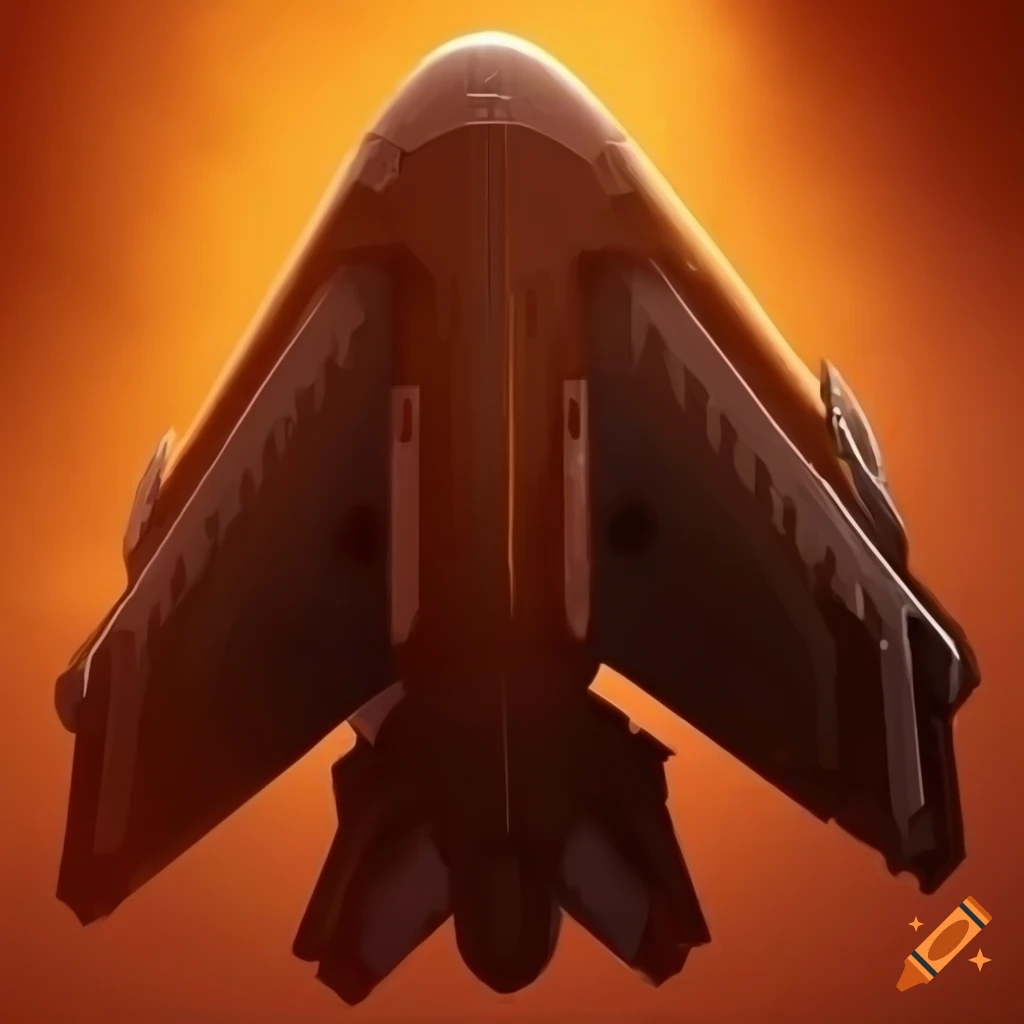 Orbital futuristic space plane, orange space background