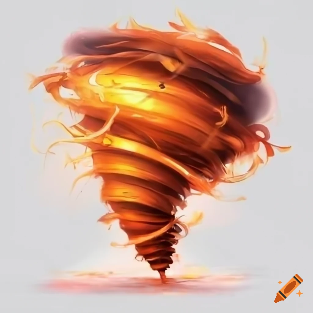 A large bright orange tornado on a white background on Craiyon