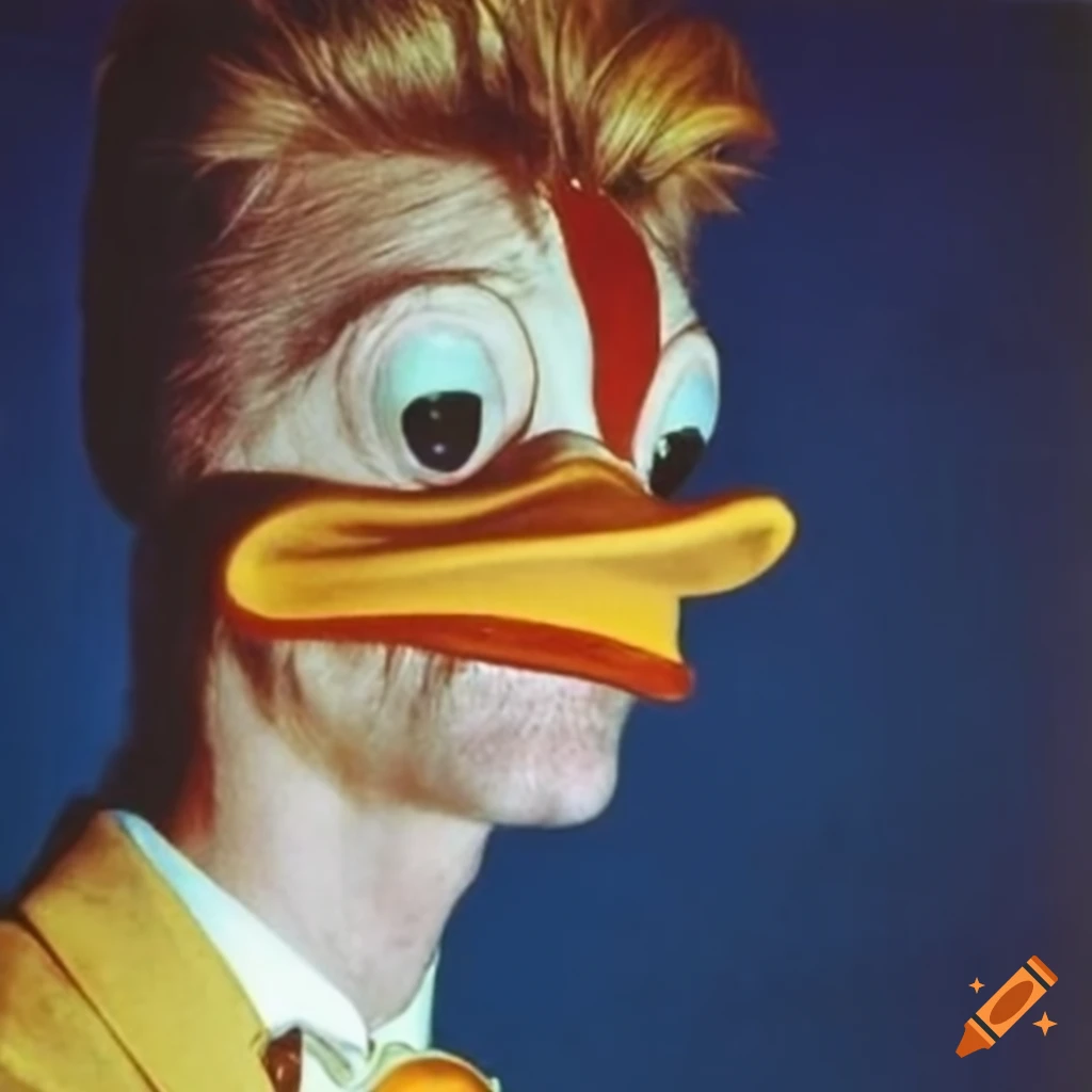 Donald duck as david bowie circa 1976 on Craiyon