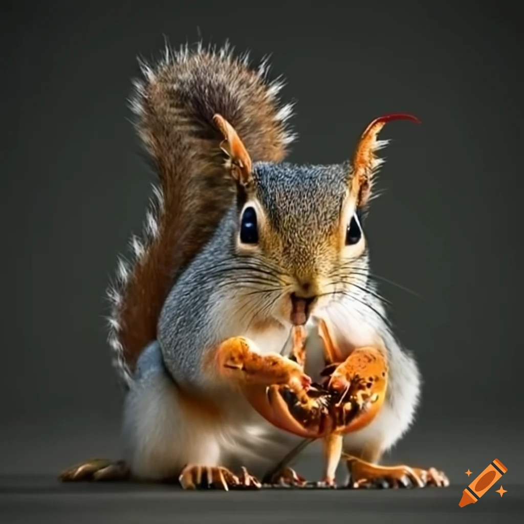 Hybrid animal between a squirrel and a lobster