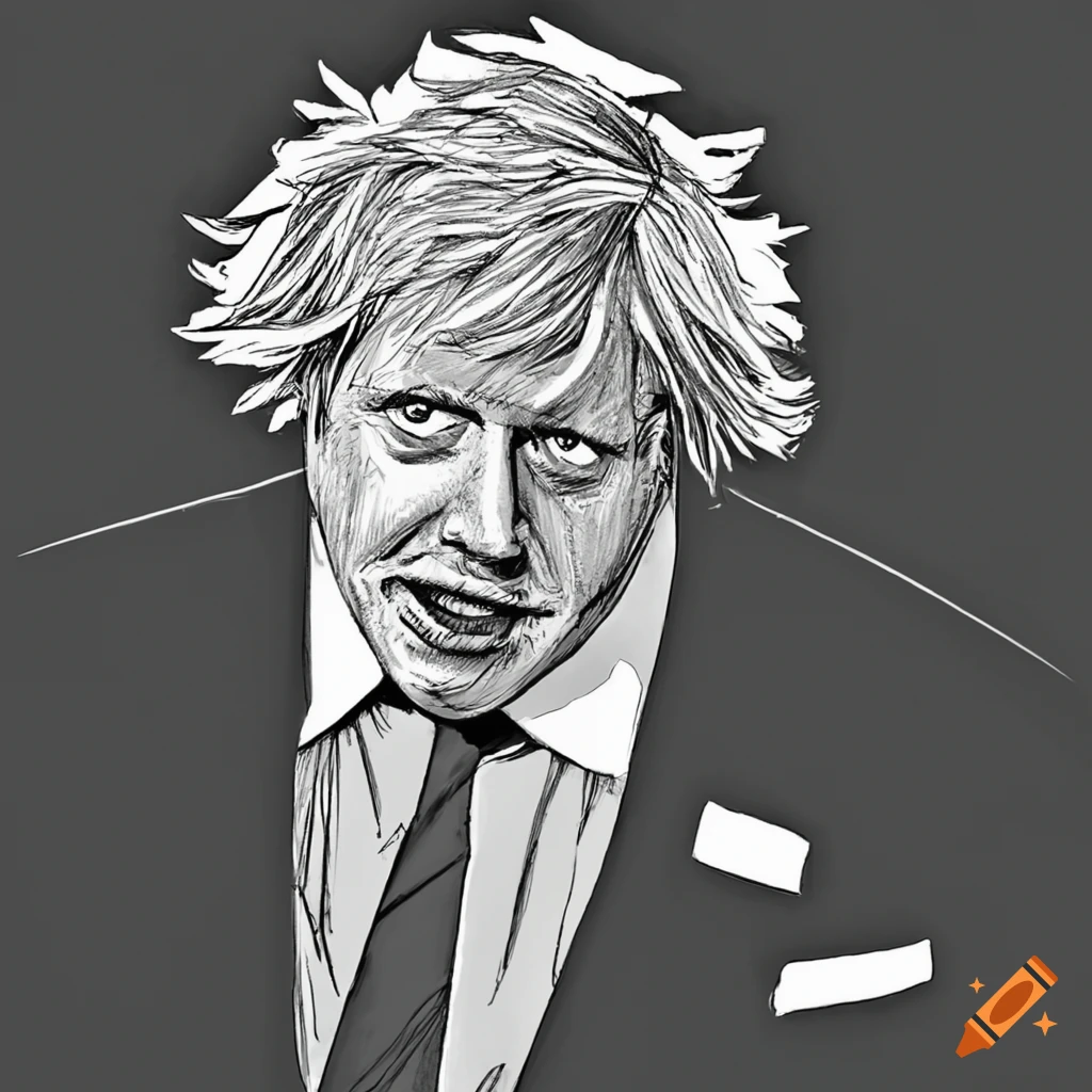Boris johnson drawn in the style of cowboy bebop