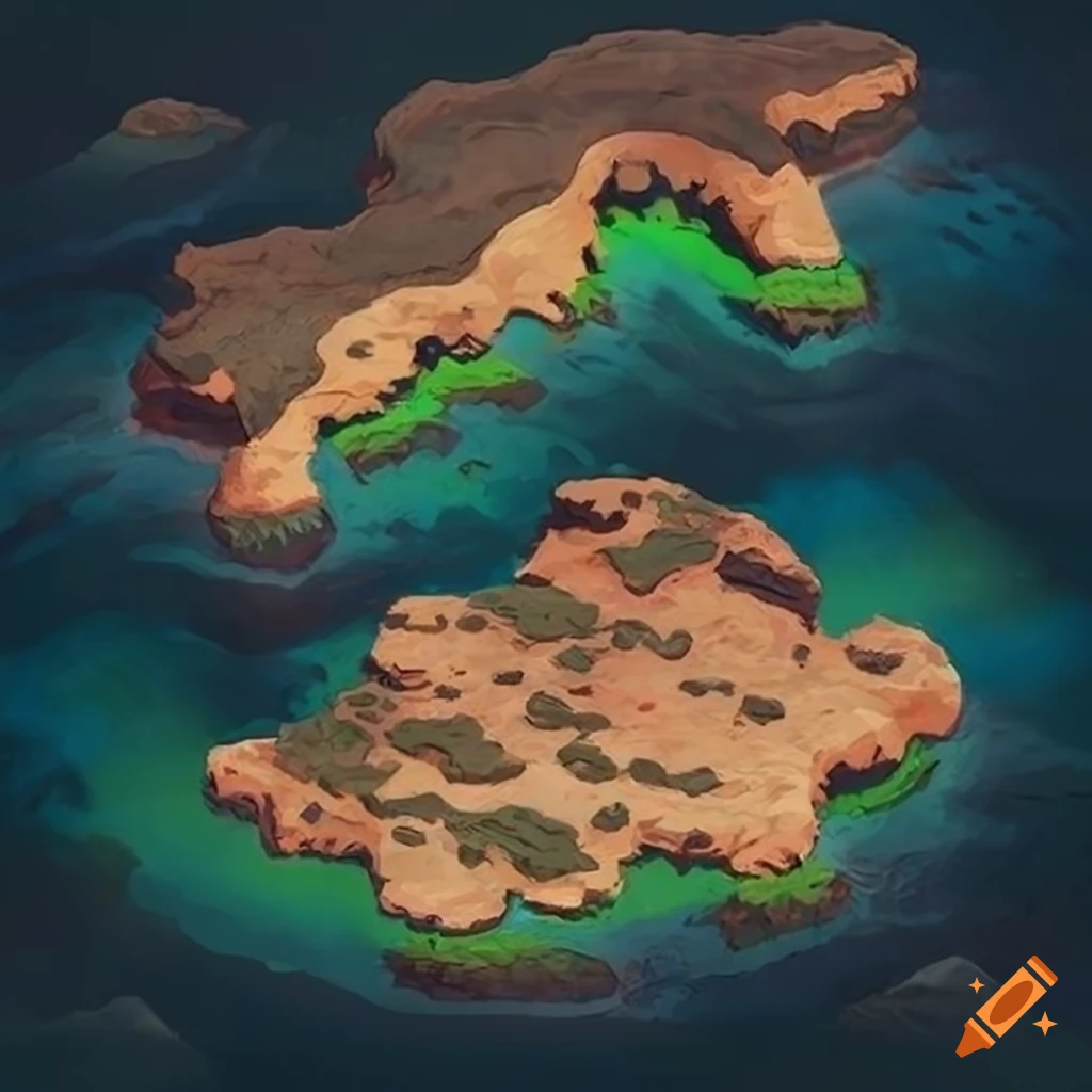 Isometric sandstone world map down birdseye view A Masterful Oil ...