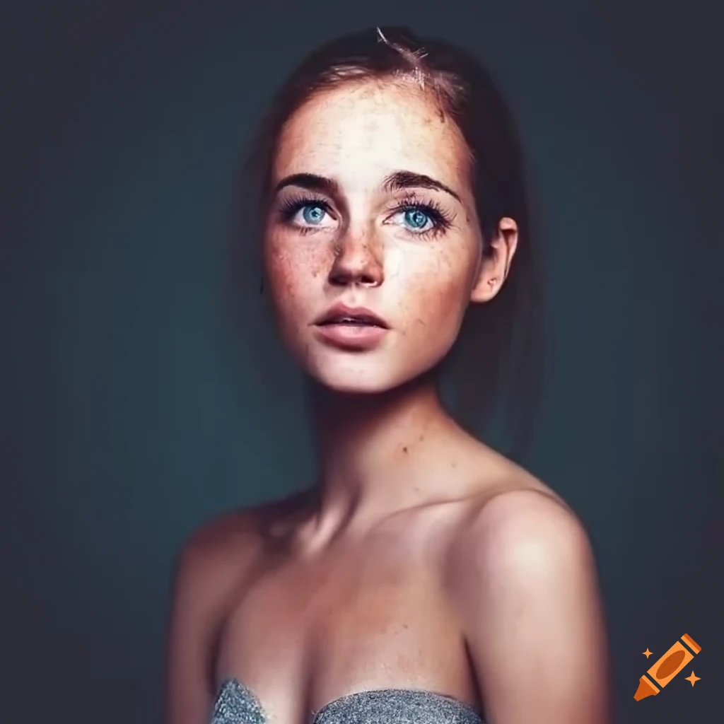 Beautiful young woman very light freckles