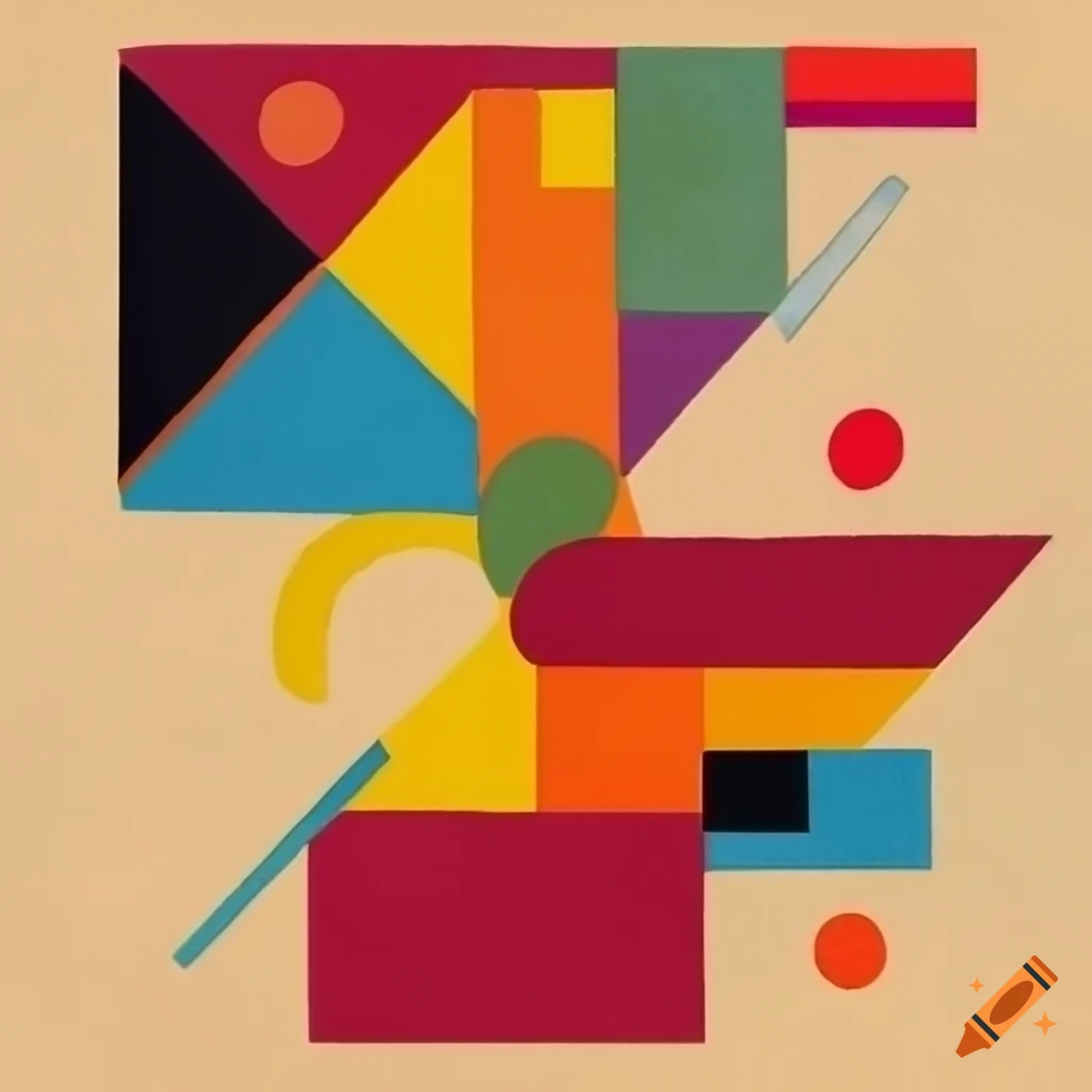 Suprematism in the style of Kandinsky, circles and rectangles on Craiyon