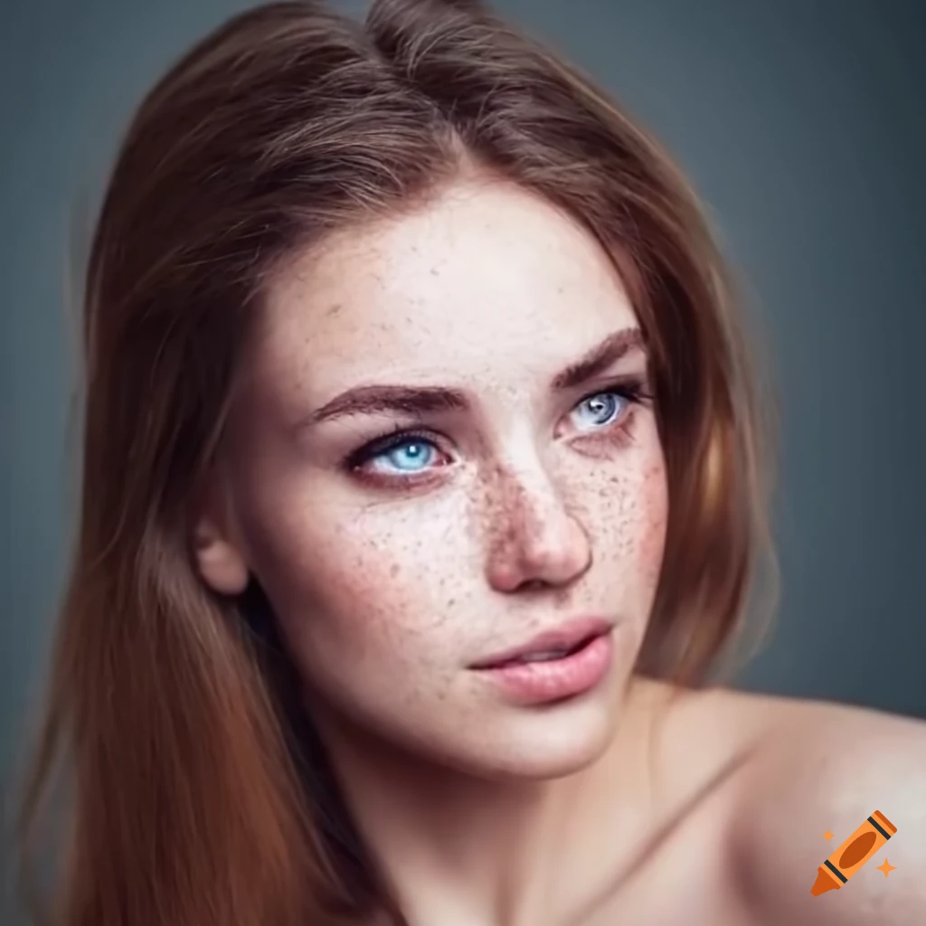 Beautiful young woman very light freckles on Craiyon